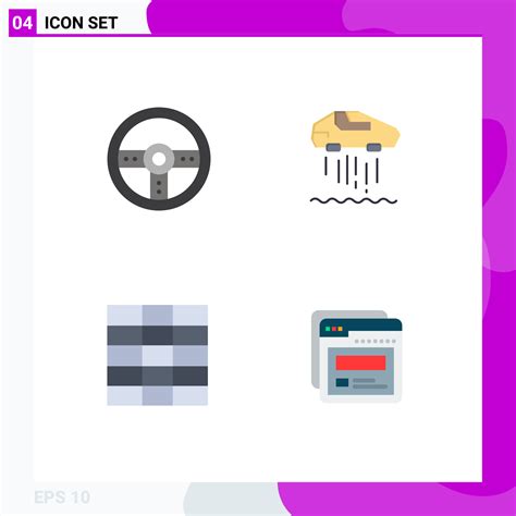 Set Of 4 Modern Ui Icons Symbols Signs For Controller Wireframe Wheel
