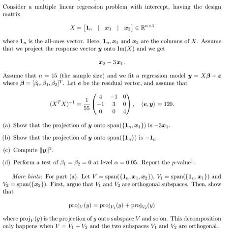 Consider A Multiple Linear Regression Problem With