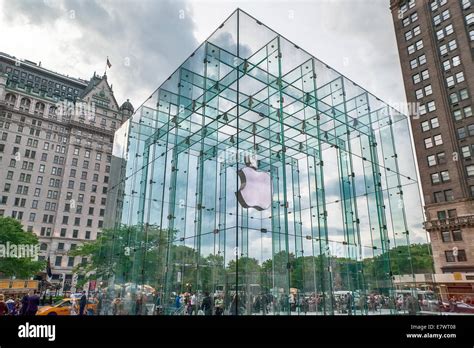 The Glass Cube Over The Apple Computer Store Near Central Park In New