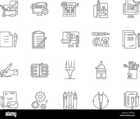 Editing Line Icons Signs Vector Set Outline Illustration Concept
