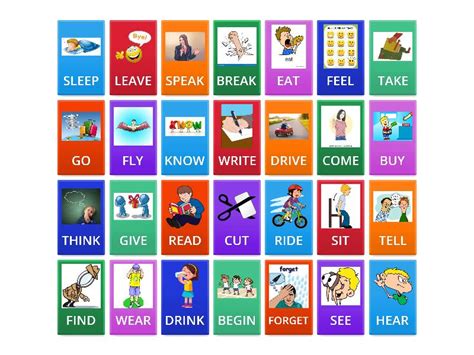 Irregular Verbs 1st 2nd 3rd Columns Completed For Exam Fichas Giratorias