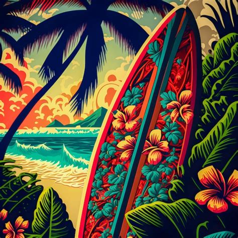 Premium Photo Hawaiian Print Pattern Colorful Design Illustartion