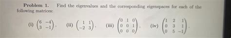 Solved Problem Find The Eigenvalues And The Corresponding Chegg