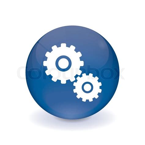 Round Blue Button Gear Icon Stock Vector Colourbox