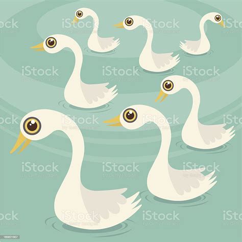 Seven Swans A Swimming Stock Illustration Download Image Now The