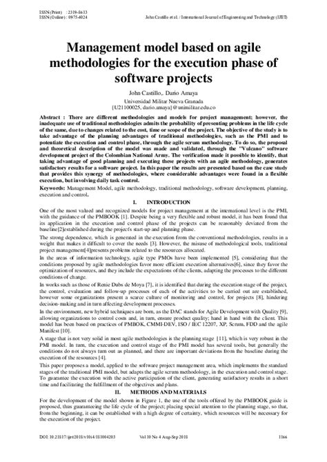 Pdf Management Model Based On Agile Methodologies For The Execution