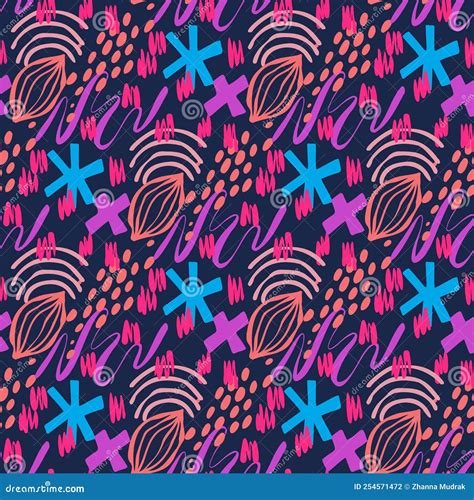vector teenage seamless pattern naive simple style stock vector