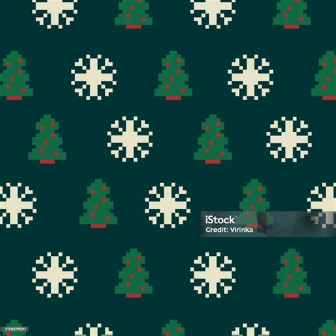 8bit 픽셀 크리스마스 스웨터 패턴입니다 귀여운 픽셀 장식 크리스마스 휴일 전통 스웨터 빨간 양말 순록 선물 상자 및 활 사각형 픽셀 벡터 패턴으로 니트 0명에 대한 스톡