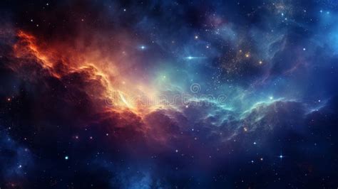 Space Background With Realistic Nebula And Shining Stars Neural Network AI Generated Stock
