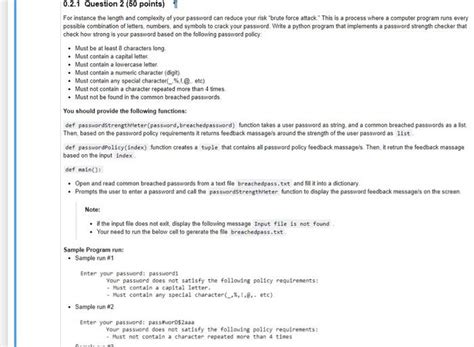 Solved 021 Question 2 50 Points 1 For Instance The