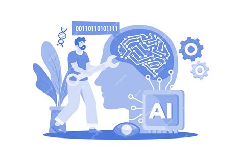 Premium Vector Artificial Intelligence Engineer Illustration Concept On A White Background