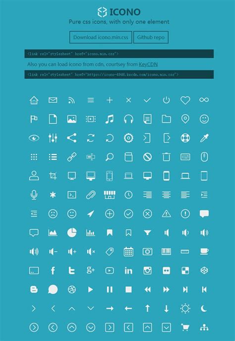 一套纯css实现的图标库 ICONO 小鸟数据