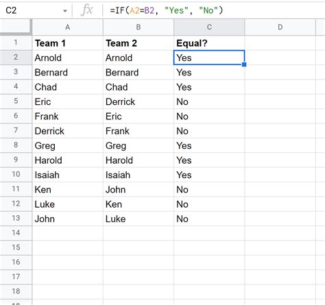 How To Compare Two Columns In Google Sheets With Examples