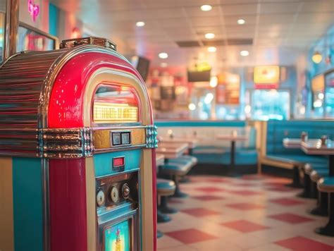 Retro Jukebox Playing Tunes In A Diner Premium Ai Generated Image