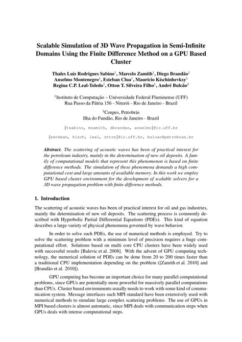 Pdf Scalable Simulation Of 3d Wave Propagation In Semi Infinite Domains Using The Finite