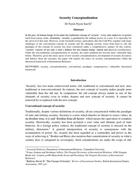 Security Conceptualization Pdf Human Security International Relations
