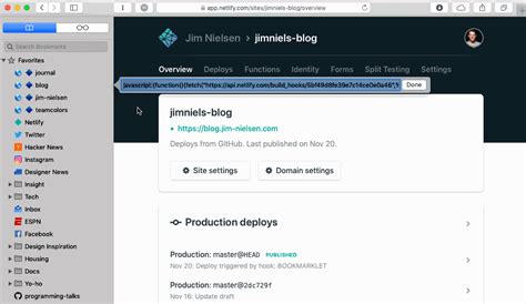 Triggering A Deploy In Netlify With Bookmarklets Jim Nielsens Blog