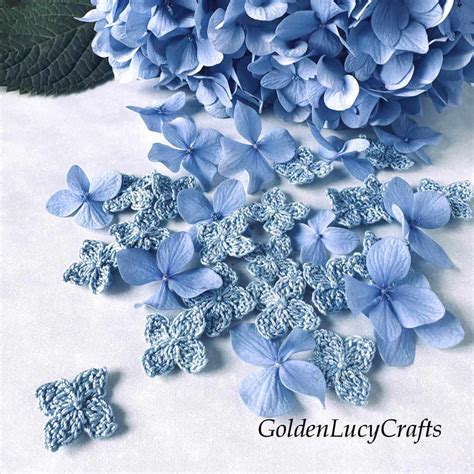 Crochet Hydrangea Flower Goldenlucycrafts