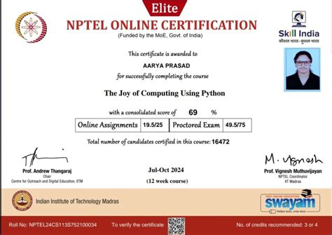 Aarya Prasad On Linkedin Nptel Python Programming Iitropar