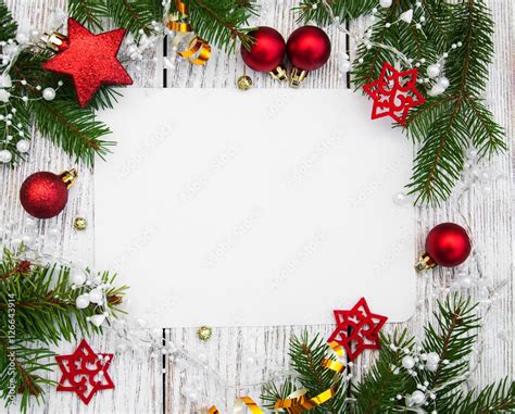 Christmas Background Blank Paper With Decoration の Stock フォト Adobe