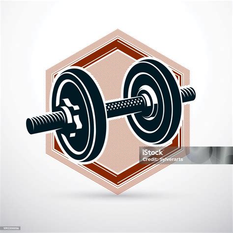 아령 벡터 그림 디스크 무게와 흰색 절연 스포츠 파워 리프팅 및 피트 니스 훈련 장비입니다 강철에 대한 스톡 벡터 아트 및 기타