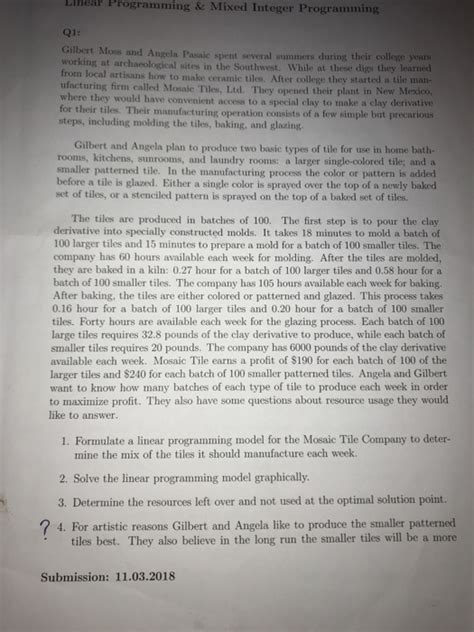 Solved Linear Programming And Mixed Integer Programming Q1