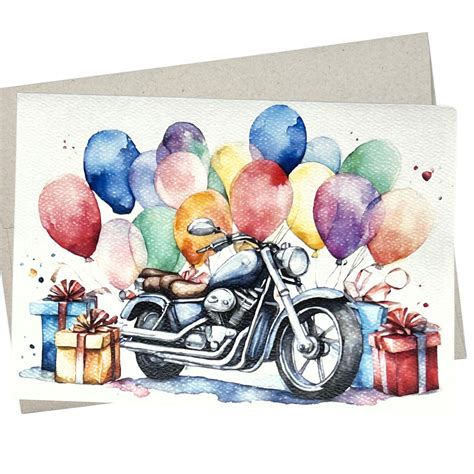 Motorcycle Birthday Card 1 Premium Card 5x7 Inch Also For Motorcycle