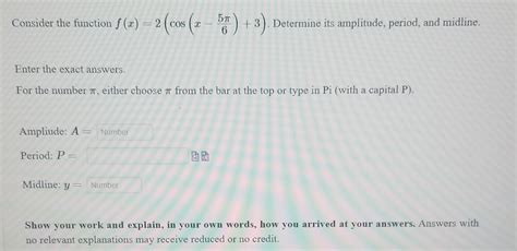 Solved Consider The Function F X 2 Cos X−65π 3 Determine