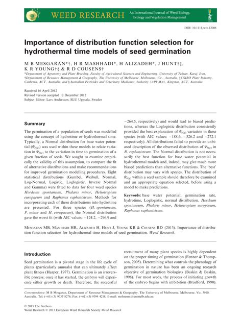 Pdf Importance Of Distribution Function Selection For Hydrothermal