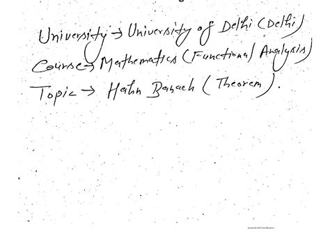 SOLUTION Functional Analysis Hahn Banach Theorem Studypool