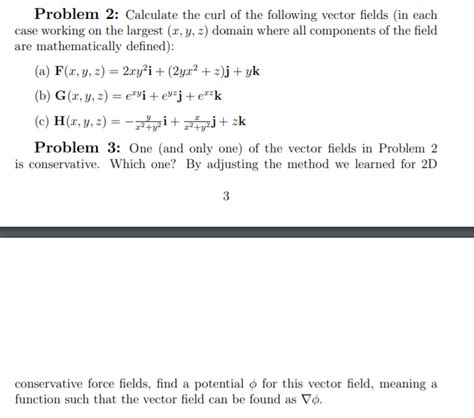 Solved Problem Calculate The Curl Of The Following Vector Chegg