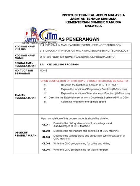 Nota 6 Fundamental Of Cnc Milling Program Download Free Pdf