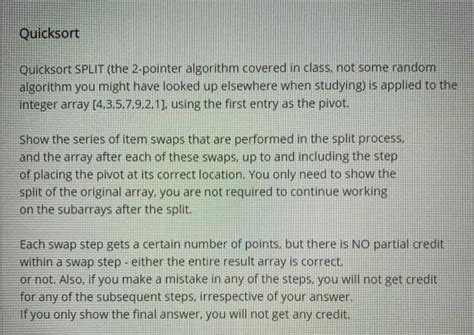solved quicksort quicksort split the 2 pointer algorithm