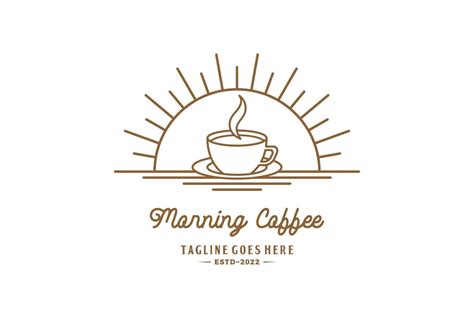 Morning Sun Sunrise Coffee Mug Cup Line For Cafe Logo Design 21189004