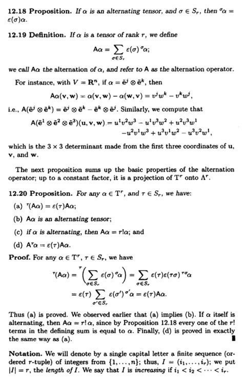 Space Of Alternating Tensors Of Rank R Browder 1222 • Physics Forums