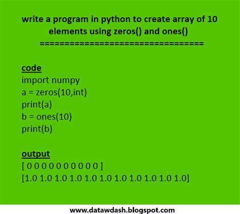 Write A Program In Python To Create Array Of 10 Elements Using Zeros