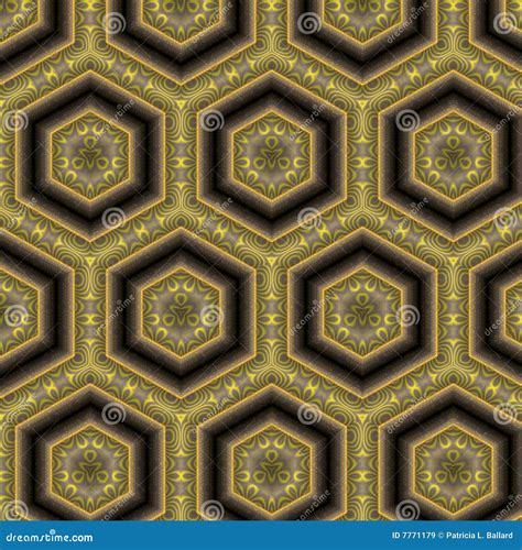 Yellow And Gray Hexagonal Tile Pattern Stock Illustration
