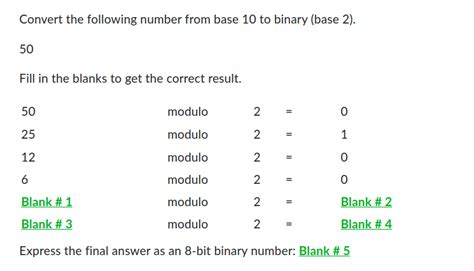 Solved Convert The Following Number From Base To Binary Chegg Com