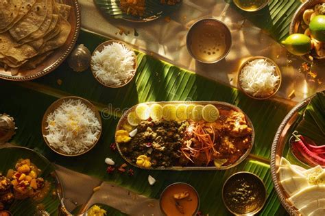 Traditional Festive Indian Feast On Banana Leaf Neural Network Ai