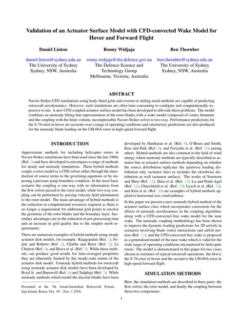 Pdf Validation Of An Actuator Surface Model With Cfd Convected Wake