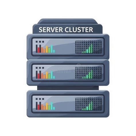 Illustration Of Server Clusters With Digital Load Indicators Stock