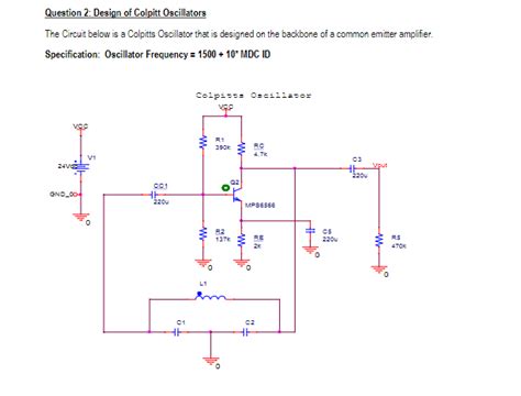 Solved Question Design Of Colpitt Oscillatorsthe Circuit Chegg