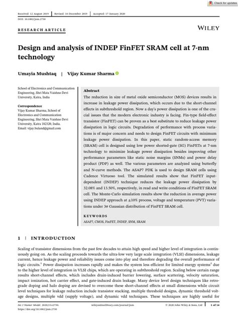 Int J Numerical Modelling 2020 Mushtaq Design And Analysis Of
