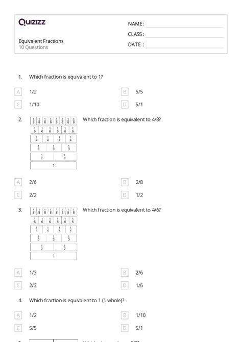 50 Equivalent Fractions Worksheets For 3rd Year On Quizizz Free