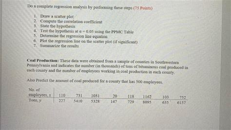 Solved Do A Complete Regression Analysis By Performing These