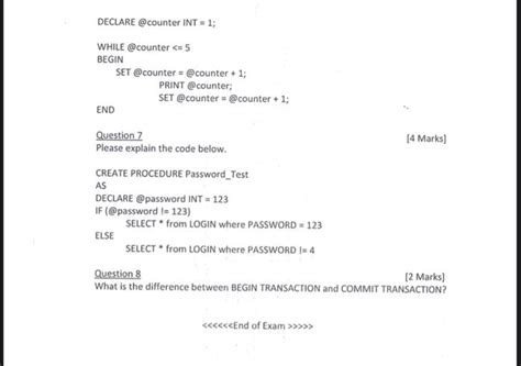 Declare Counter Int 1 While Counter