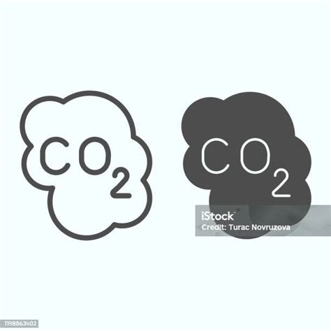Co2 구름 선 및 글리프 아이콘 흰색에 격리 된 이산화탄소 수식 벡터 그림 오염 개요 스타일 디자인 웹 및 응용 프로그램을 위해 설계 Eps 10 0명에 대한 스톡 벡터