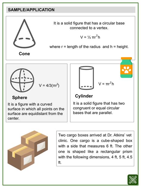 Word Problems Involving Volumes Of Shapes Math Worksheets