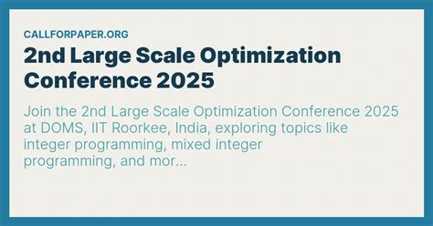 Lso Conference 2025 2nd Large Scale Optimization Conference