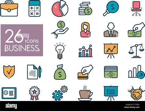 Business And Finance Web Outline Icon Set Graph Symbol For Your Web Site Design Logo App Ui
